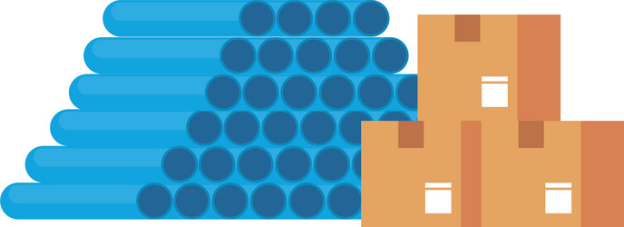 Warehouse pvc pipes and delivery boxes in black Vector Image