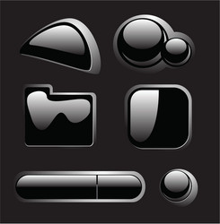 Black interface buttons 3d set of ui icons Vector Image