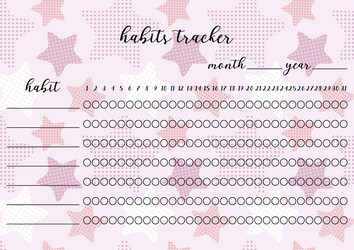 Habits tracker printable template blank notebook Vector Image