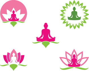 Yoga meditation girl logo Royalty Free Vector Image
