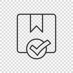 Shipping box check icon in flat style container Vector Image