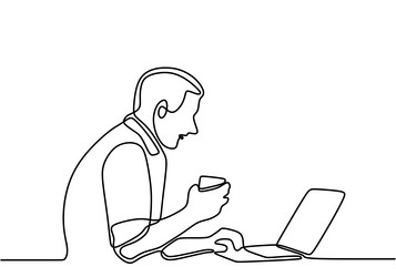 Continuous one line drawing of hand typing Vector Image