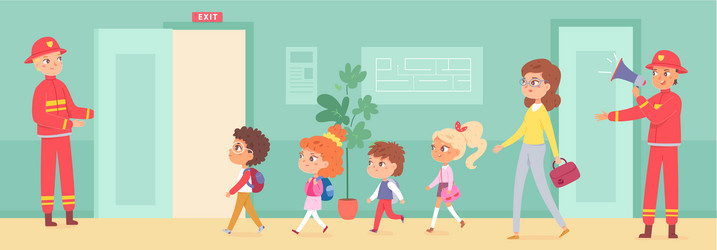 Evacuation educational game with school kids Vector Image
