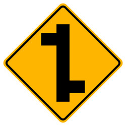 Warning signs offset road junction left and right Vector Image