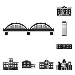 Building and architecture black icons in set Vector Image