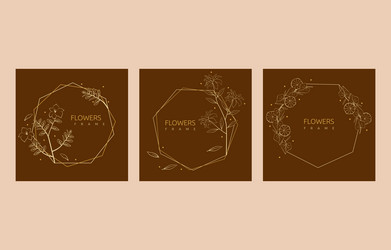 Rectangle line art design flower leaf frame Vector Image