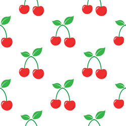 Seamless red cherry fruit pattern on white Vector Image