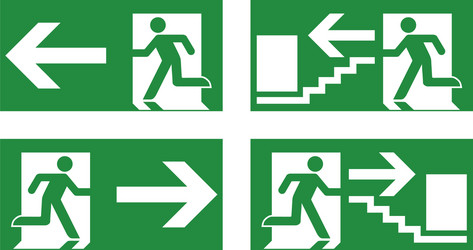 Emergency exit sign man running out fire Vector Image