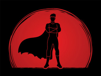 Super hero man standing arms across the chest Vector Image