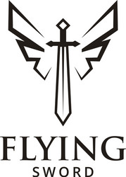 Sword and wings color Royalty Free Vector Image