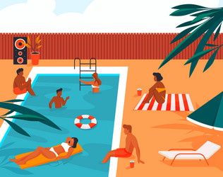 Cartoon boy jumping in swimming pool Royalty Free Vector