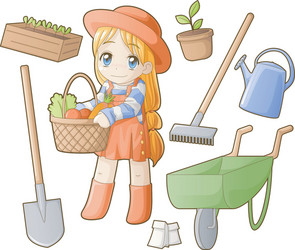 Chibi professions sets cleaner Royalty Free Vector Image