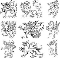 Heraldic monsters vol iv Royalty Free Vector Image