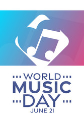 World music day june 21 Royalty Free Vector Image