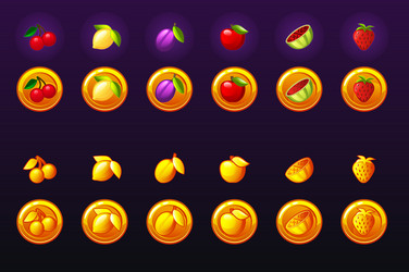 Game icons of fruit vegetables and egg Royalty Free Vector