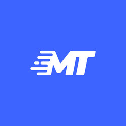 Letter mt fast speed technology modern logo design