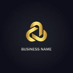 Golden chain logo 3d gold three links parts shape Vector Image