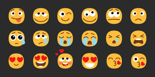 Emoji and sad icon set Royalty Free Vector Image