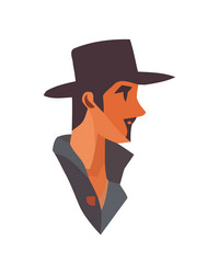 Cowboy portrait sketching design Royalty Free Vector Image