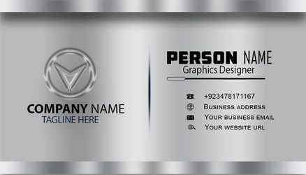 Silver color business card template image Vector Image