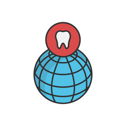 Tooth and globe icon sign symbol isolated Vector Image