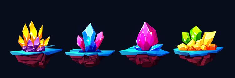 Clusters of pink shining gemstone crystals Vector Image