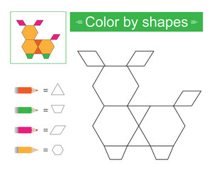 Basic shapes with animals for coloring Royalty Free Vector