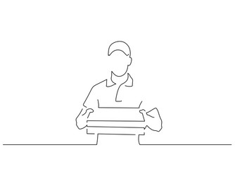 Dealer isolated line drawing Royalty Free Vector Image