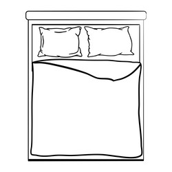 Single bed with pillow hand drawn outline doodle Vector Image