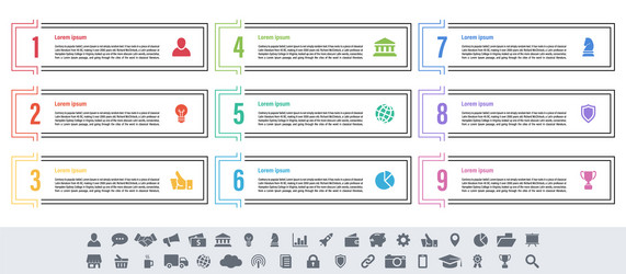 Infographic timeline template with 9 steps Vector Image
