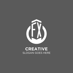 Initial fx logo circle line creative esport team Vector Image