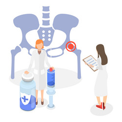 Hip arthroplasty joint before and after surger Vector Image