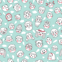 Funny cartoon faces seamless pattern Royalty Free Vector