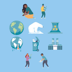 Ten climate change icons Royalty Free Vector Image