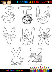Coloring book with animals outline artwork page Vector Image