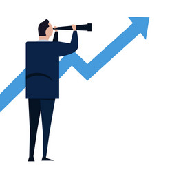 Vision and growth concept businessman looks Vector Image