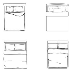 Single bed with pillow hand drawn outline doodle Vector Image