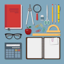 Freehand drawing school stationery items Vector Image
