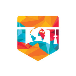 Graduation cap and globe logo design Royalty Free Vector