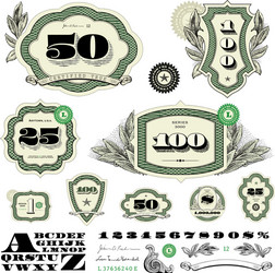 Money and numbers set Royalty Free Vector Image