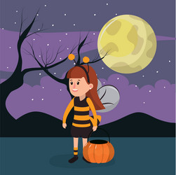 Girl halloween cartoon Royalty Free Vector Image