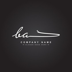 Ba handwritten signature logo - logo template Vector Image