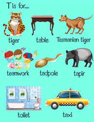 Many words begin with letter t Royalty Free Vector Image