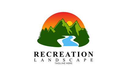 Parks and recreation landscape logo Royalty Free Vector