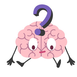 Cartoon brain character with question mark Vector Image