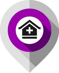 Map pointer icon with cross hospital symbol Vector Image