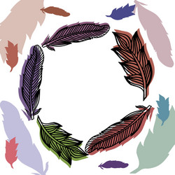 Feathers frame with colorful print Royalty Free Vector Image