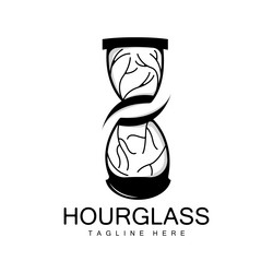 Hourglass logo clock time design glass and sand Vector Image