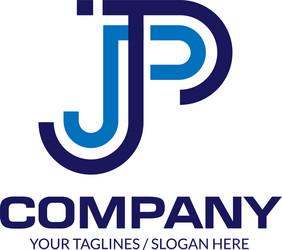 Jp logo with triangle shape and circle Royalty Free Vector