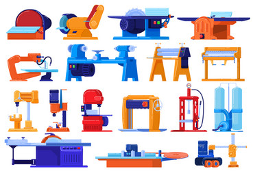 Cnc machines factory industrial machine Royalty Free Vector